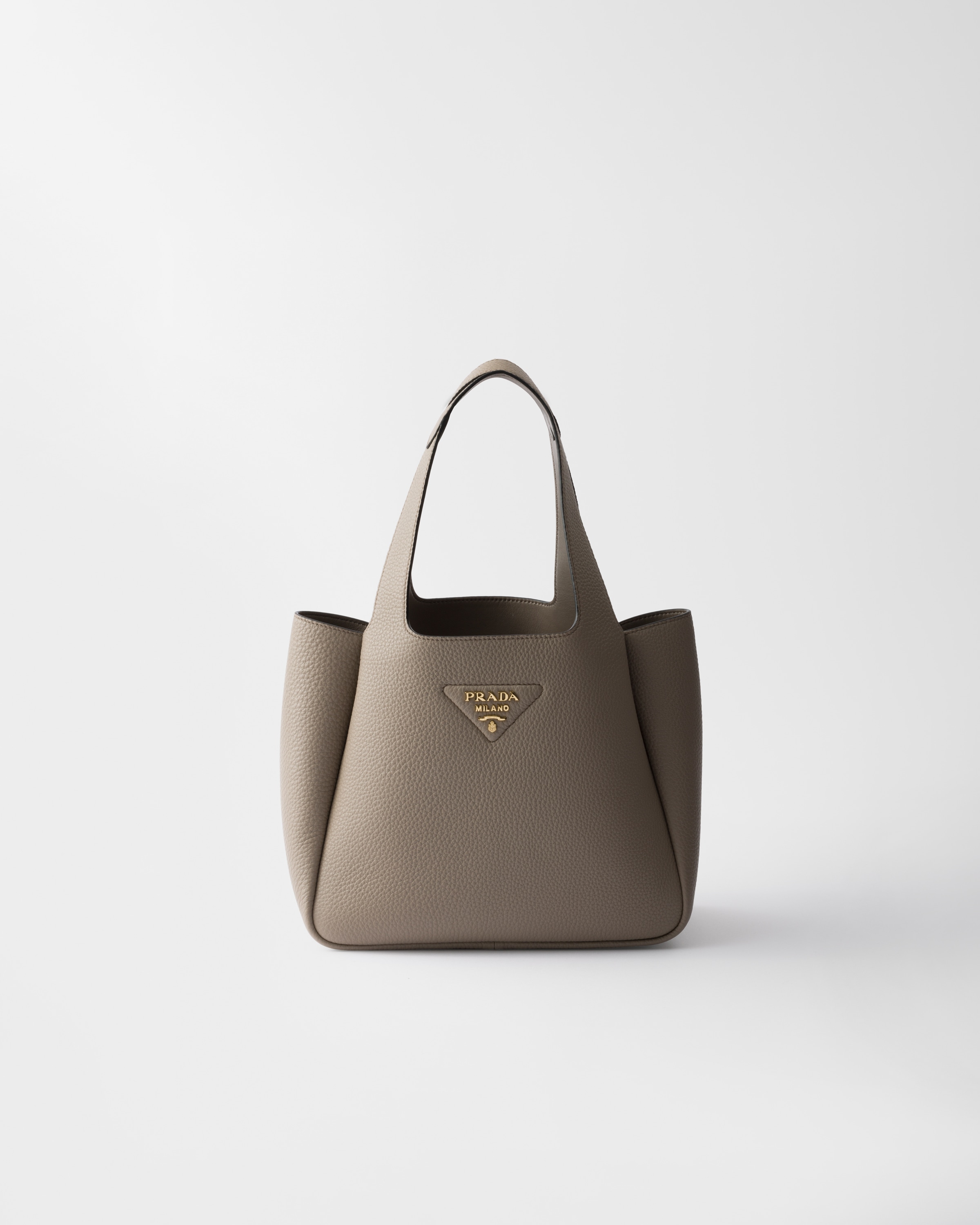 Prada Small Leather Tote Bag - Clay Gray | Editorialist